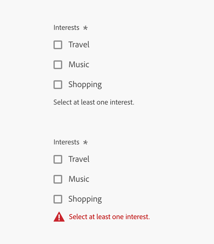 Help text (description and error message)